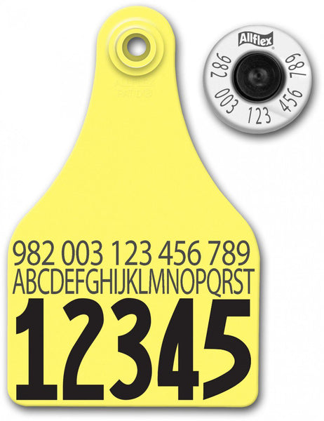Allflex Super Maxi HDX Matched Pair Set Layout 25 - Yellow | CattleTags.com